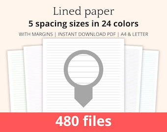 Lined Paper Borderless Printable Pdfs Portrait Landscape A4 & Letter ...