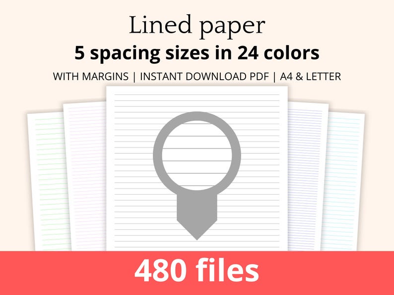 Lined Paper With Margins Printable Pdfs Portrait Landscape A4 & Letter ...