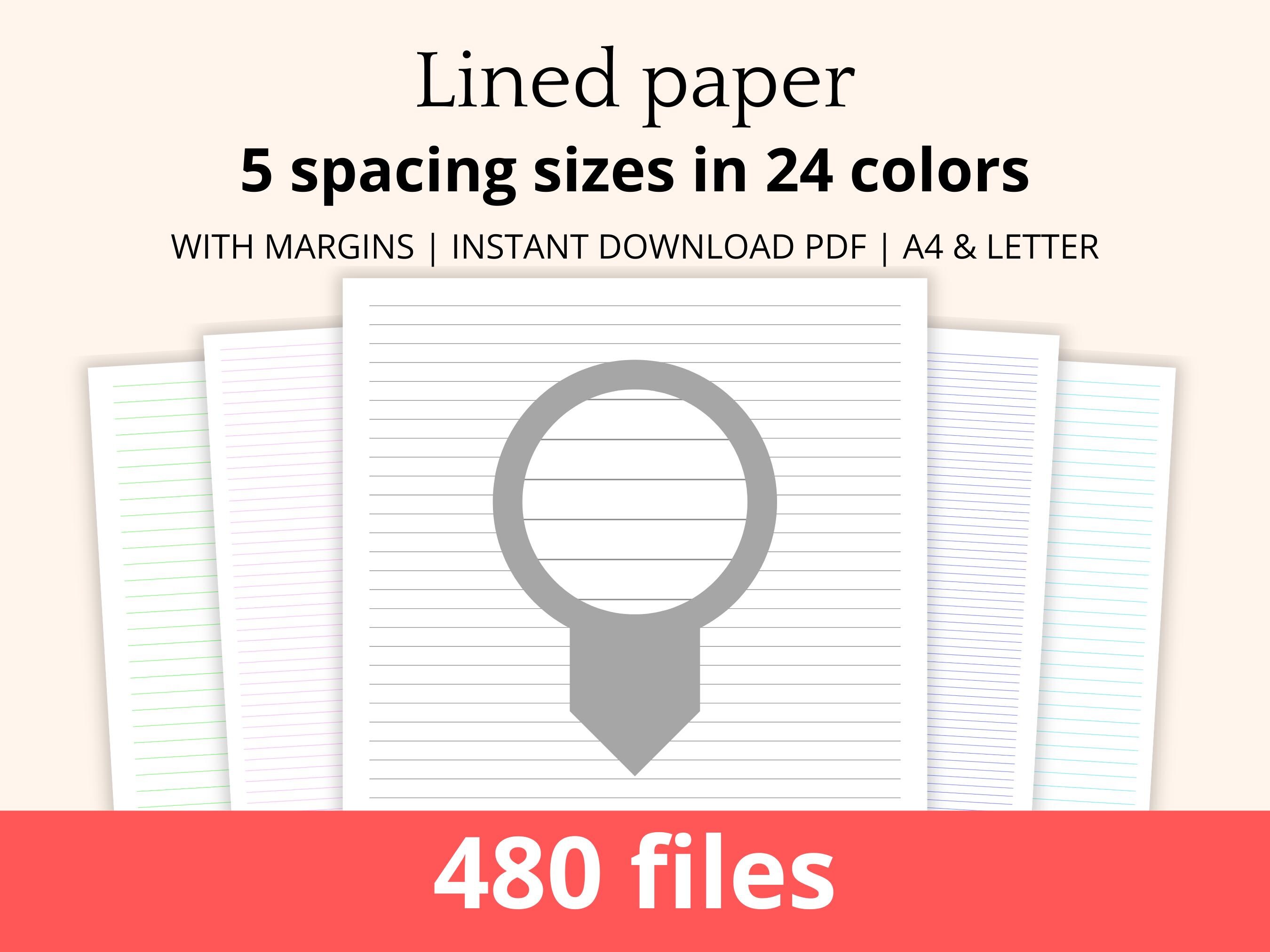 Lined Paper With Margins | A4 & Letter, 24 Colors (digital Download) - Etsy