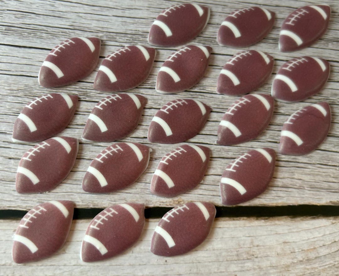 20 Sugar Decor Footballs, Sugar Footballs, Mini Football Icing ...