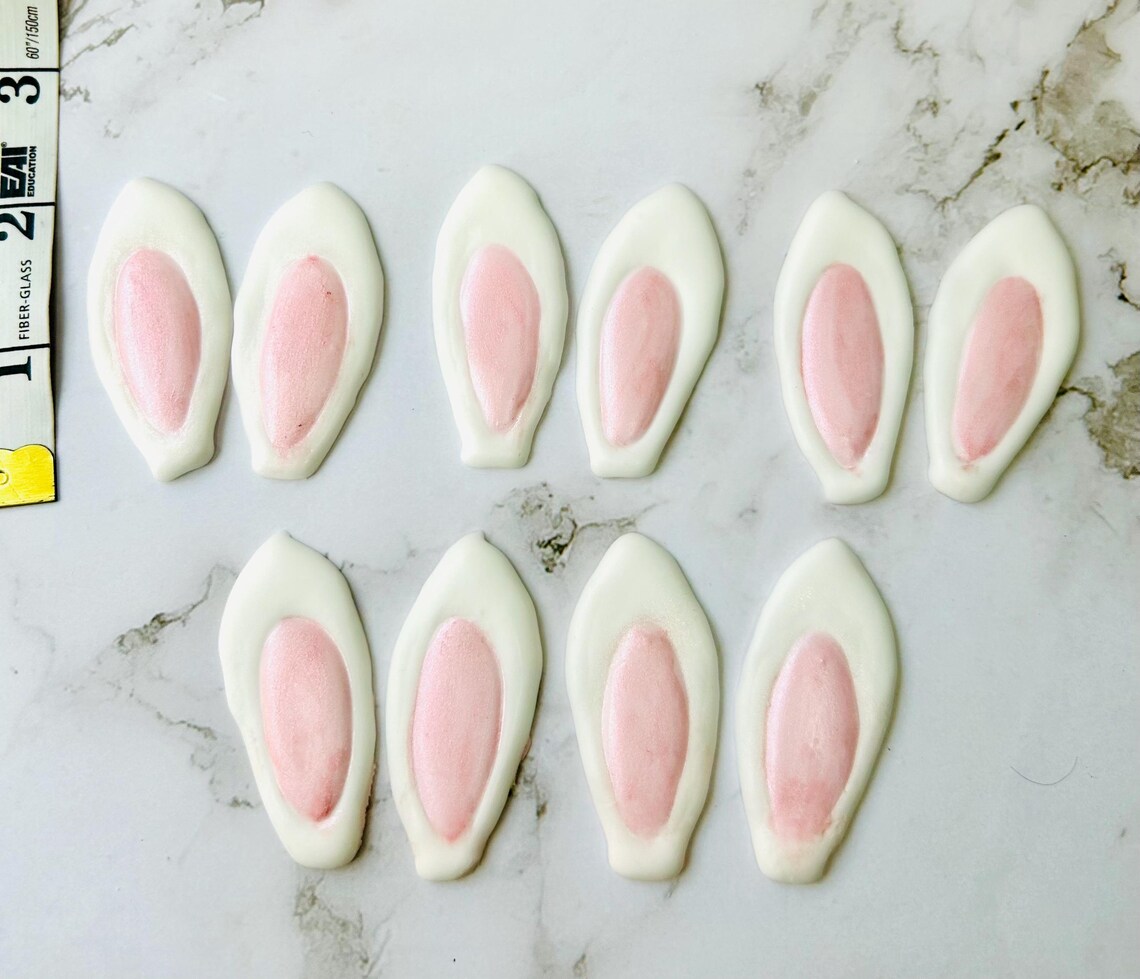 20 Edible Sugar Decor. Easter Bunny Ears(10 Sets). Edible Bunny Ears ...