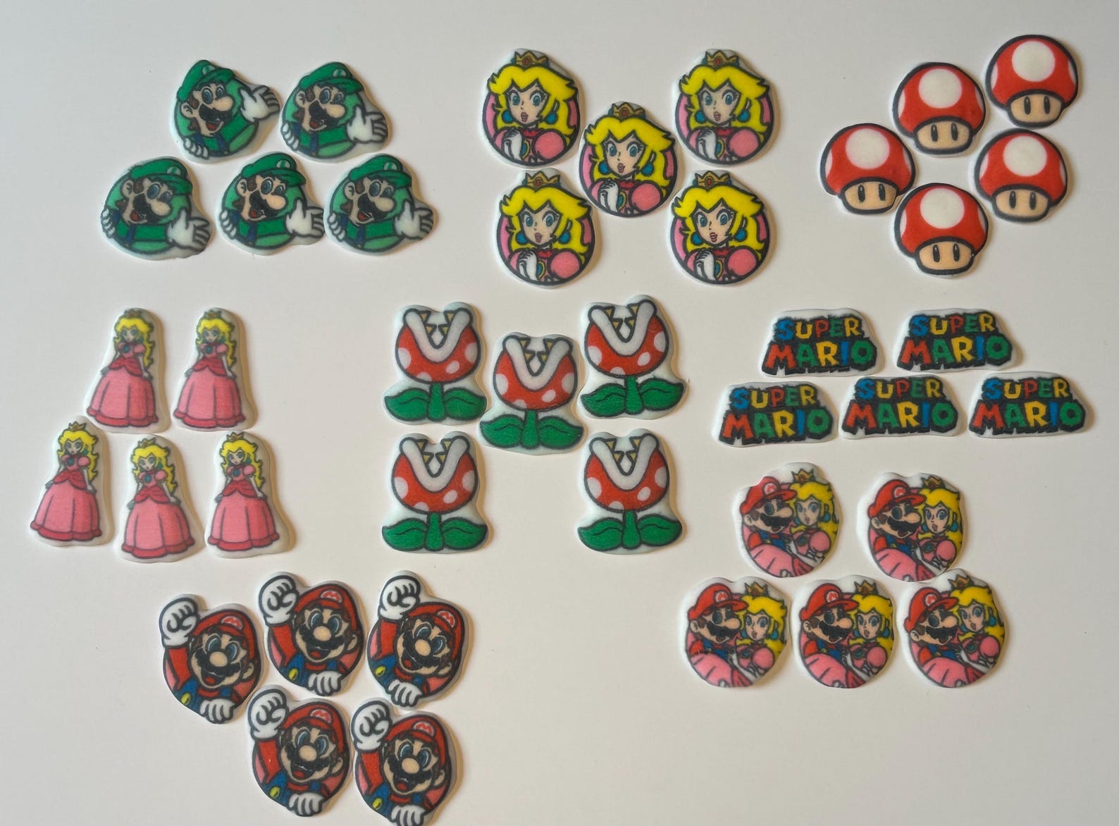 24 Edible Sugar Mario Inspired, Sugar Transfers, Mini Sugar Icing ...