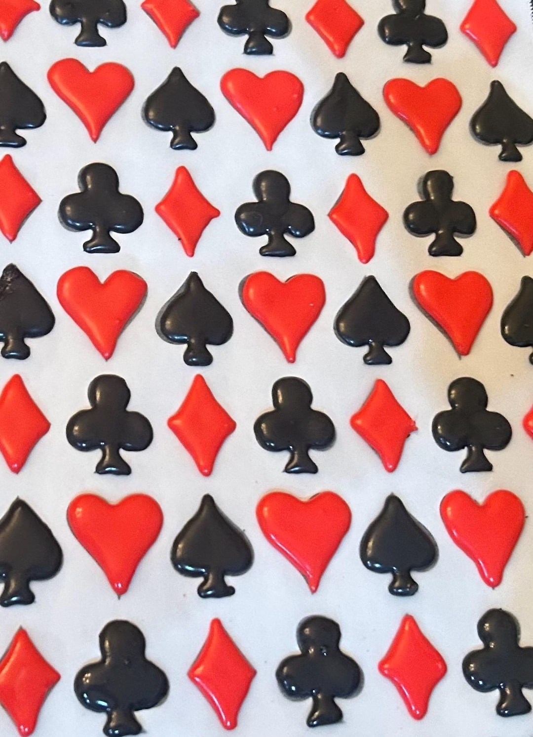 20,60,80 Edible Sugar Decor Red/black Poker/playing Card Symbols ...