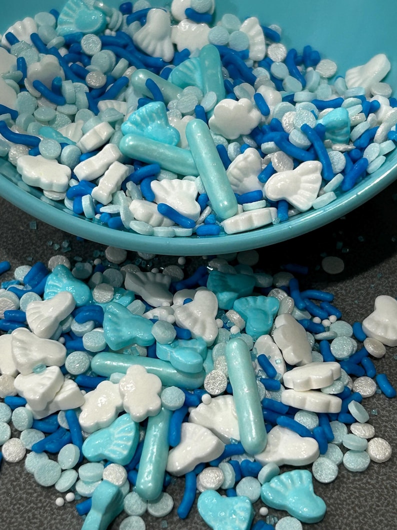 It’s a Boy Sugar Sprinkle Mix. Baby Themed Sprinkles. Blue, and White ...