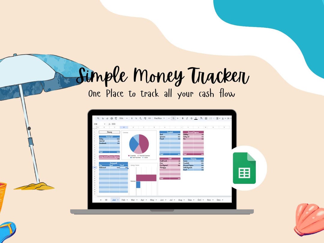 Simple Monthly Money Tracker, Google Sheet Budget, Simple Budget ...