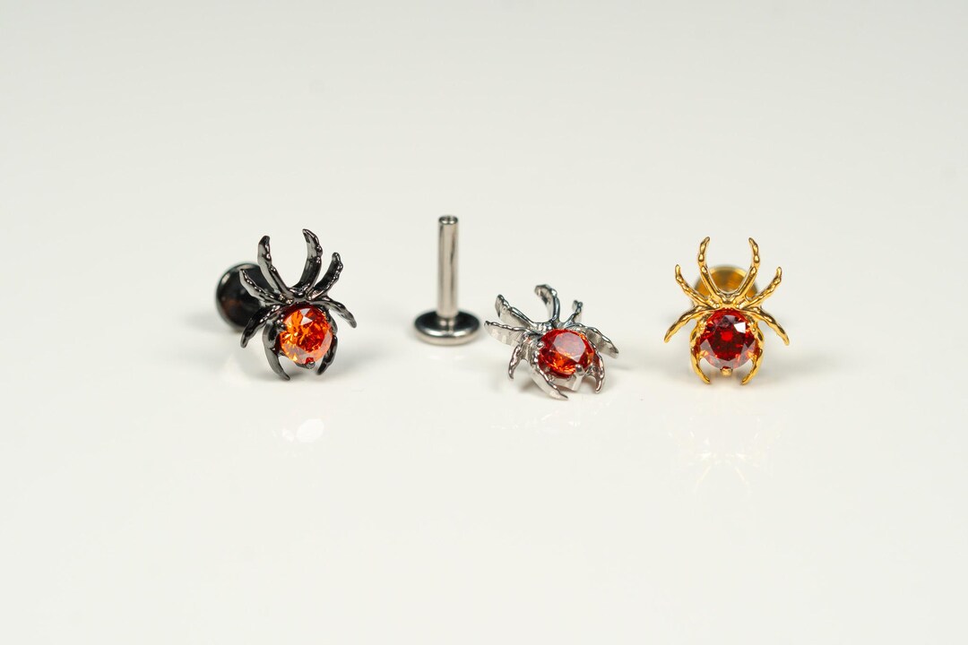 16G Spider Flat Back Stud, Screw Back Earrings, Internally Threaded ...