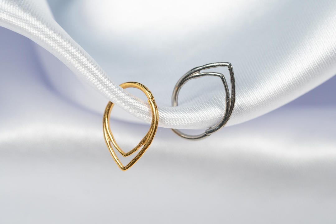16G Layered Double Septum Ring, Titanium Clicker Hoop, Nose Ring, Daith ...
