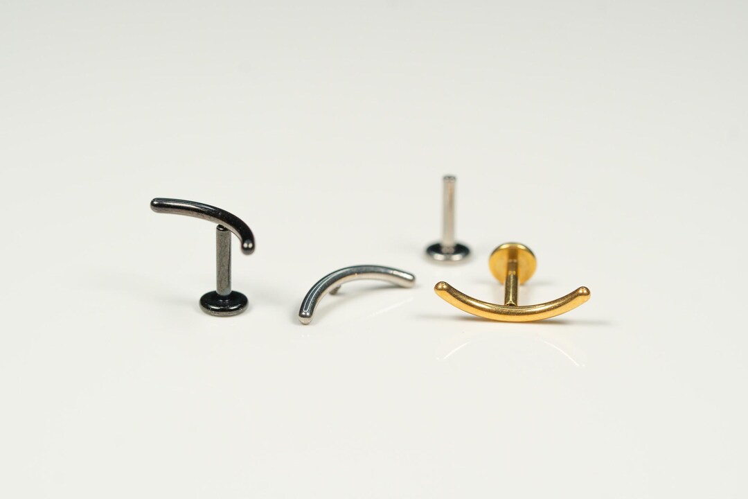 16G Curved Bar Flat Back Stud, Screw Back Earrings, Internally Threaded ...