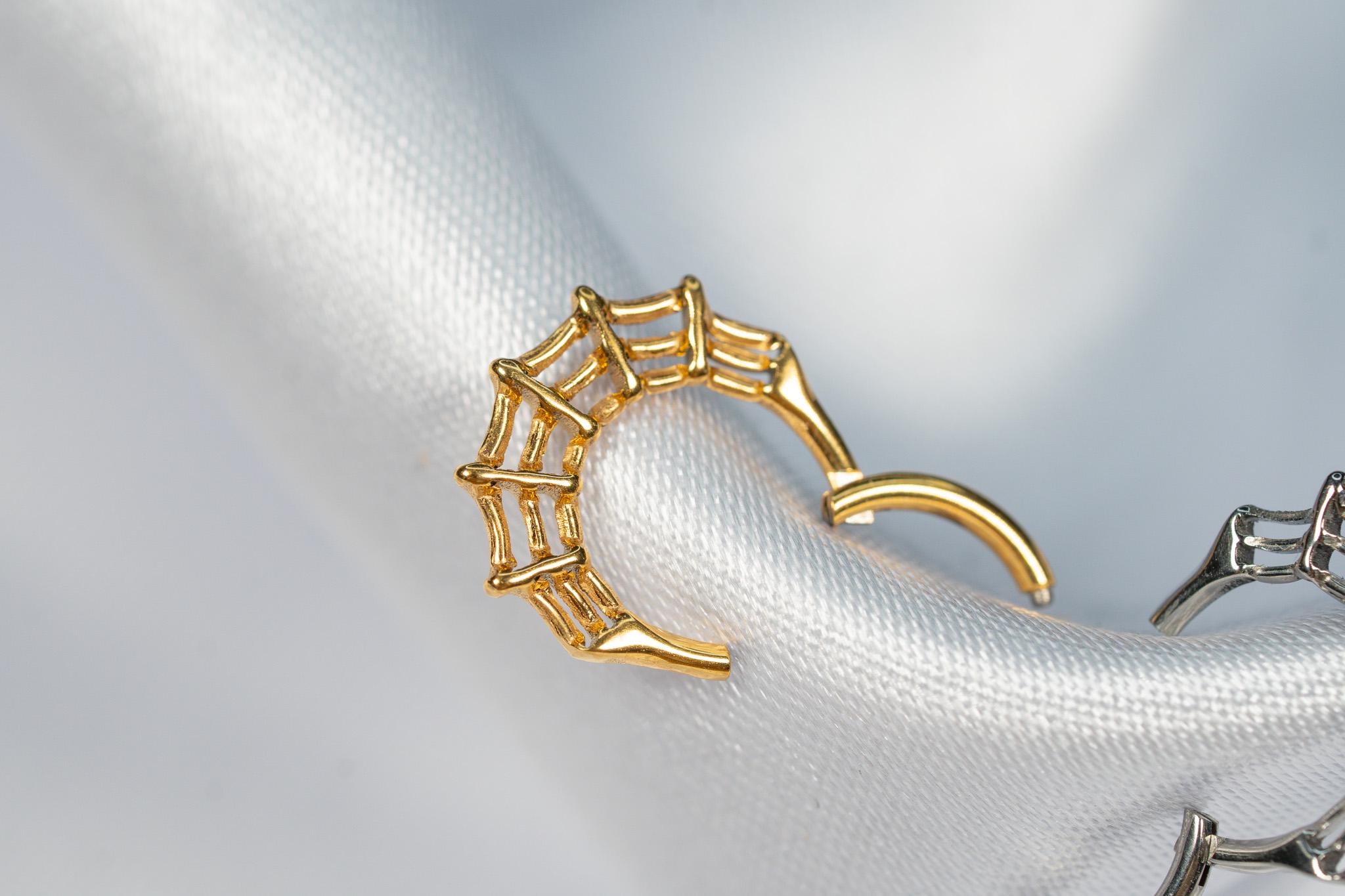 Ear Vacuum Wax Removers 16G Spider Web Septum Clicker Ring, Gold Hinged ...