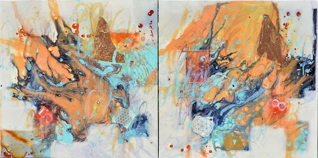 First Light of Day and Heart of Compassion - Abstract Art - 20 X 40 IN ...