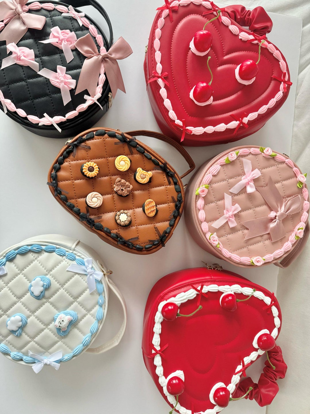 Heart-shaped Red Cherry Cake Bag Sweet Decoden Dessert-inspired Design ...