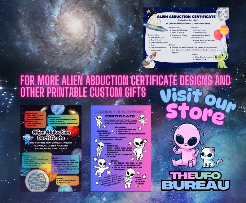 Alien Abduction Certificate - UFO Abduction - Funny Gift Idea - Custom ...