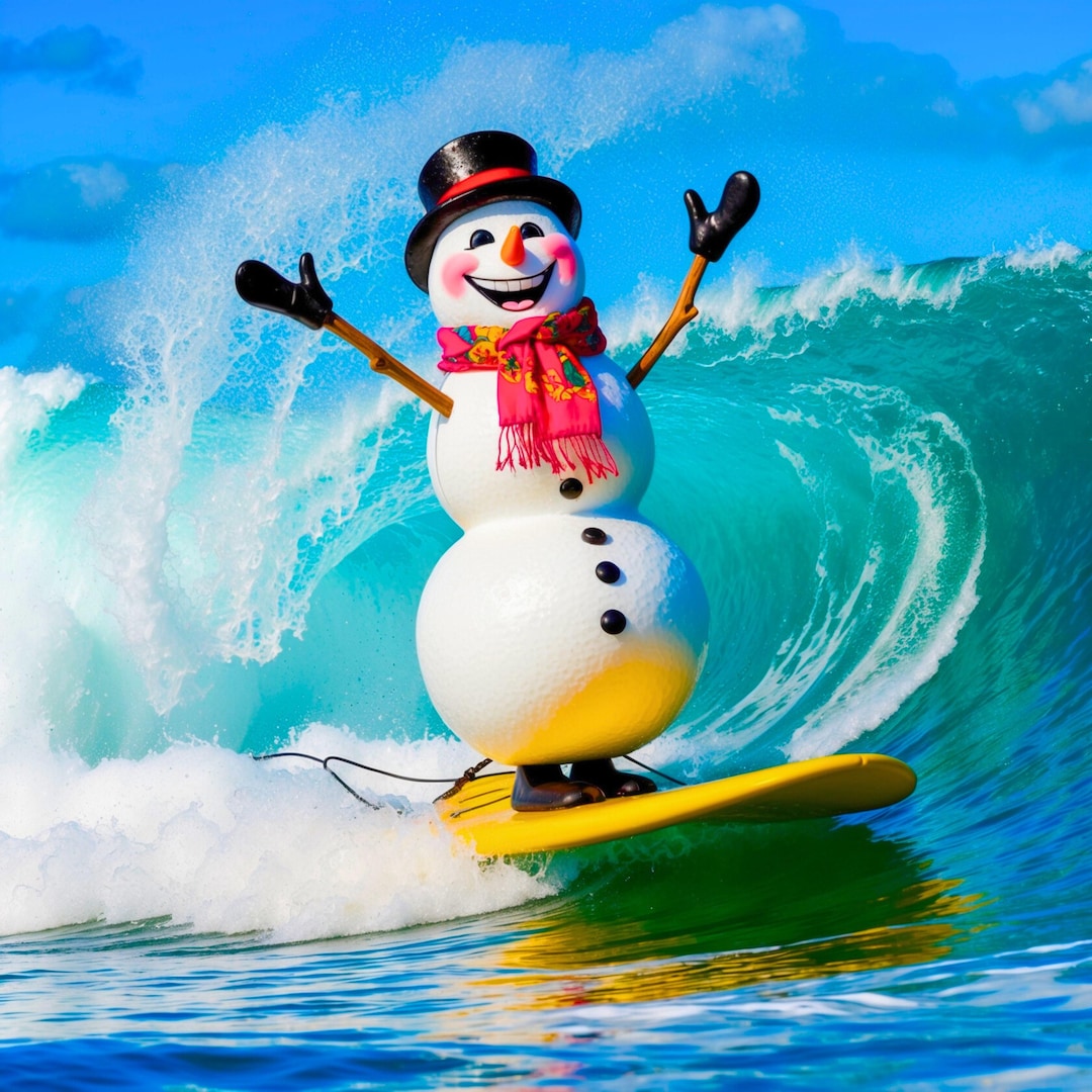 Surfing Snowman Clipart Pack - 27 Bondi Beach-inspired PNG Designs for ...
