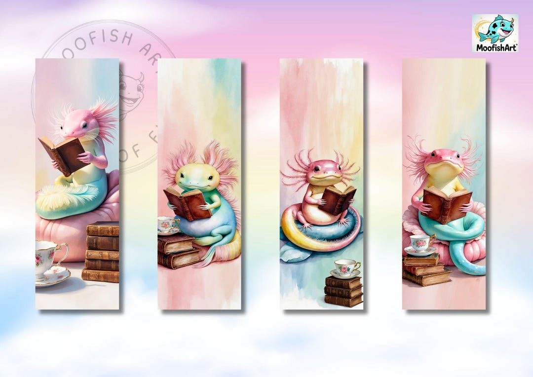 Adorable Axolotl Bookmark Set | 8 Ready-to-print Designs | PDF, JPG ...