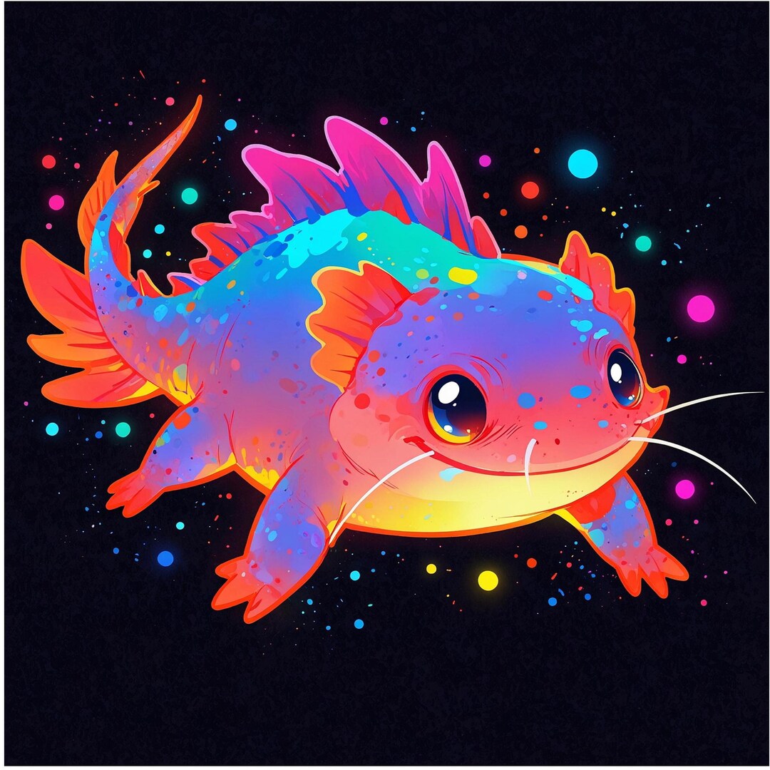 Rainbow Axolotl Digital Illustration High-resolution PNG Design for ...