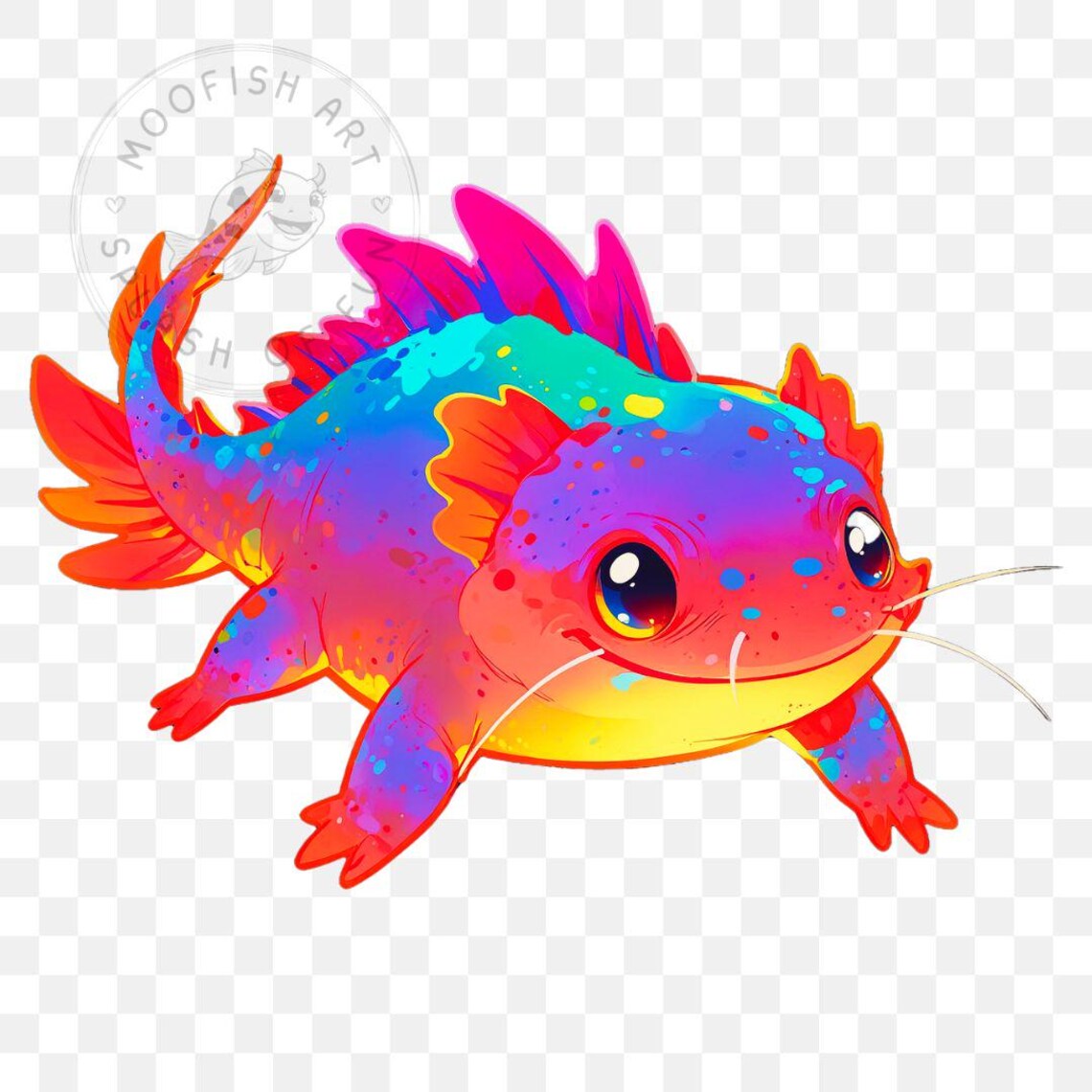 Rainbow Axolotl Digital Illustration High-resolution PNG Design for ...
