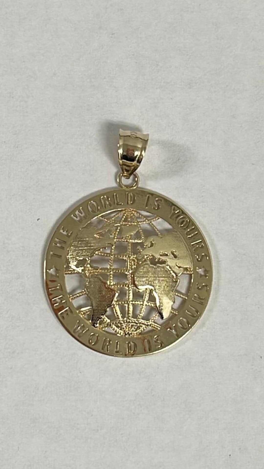 Yellow Gold the World is Yours Pendant - 2 Sizes (10K or 14K) - Etsy