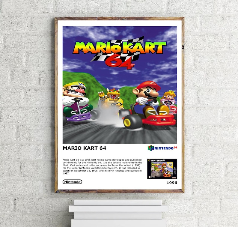 Mario Kart 64 Gaming Art Print Fan Art, Nintendo, Poster, Nerdy Christmas Gift, Modern Office ...