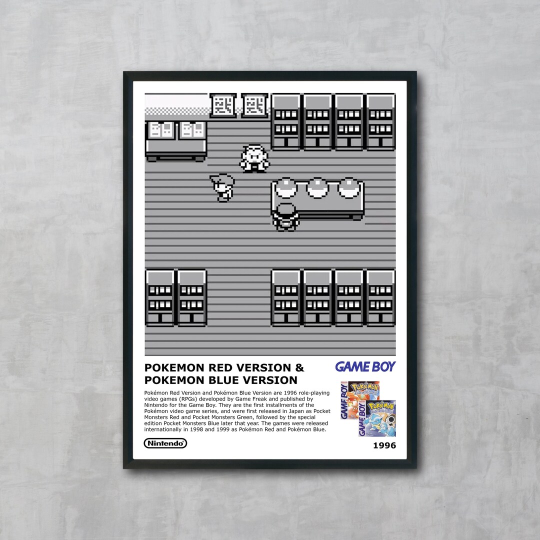 Pokemon Red & Blue Gaming Art Print Fan Art, Nintendo Gameboy, Poster ...