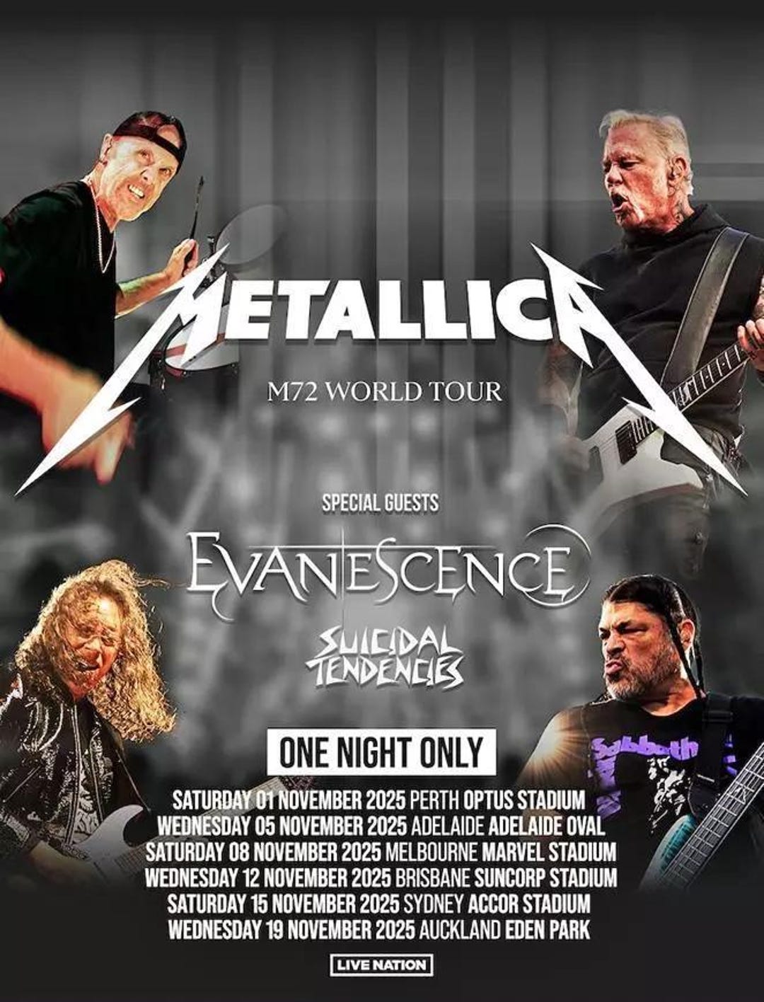METALLICA 2025 Australian Laminated Tour Image A4 FREE POSTAGE - Etsy
