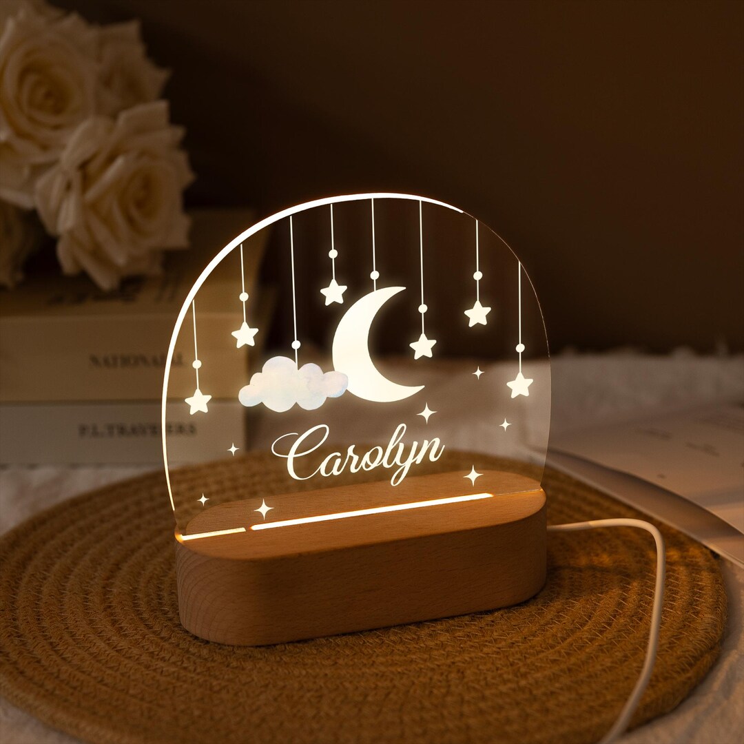 Personalized Moon and Stars Night Light,custom Name Night Light,baby ...