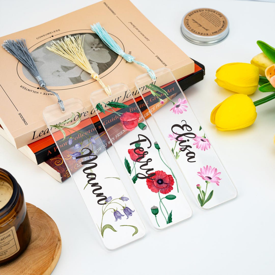 Personalised Birth Flower Bookmarks,acrylic Bookmarks,custom Book Page ...