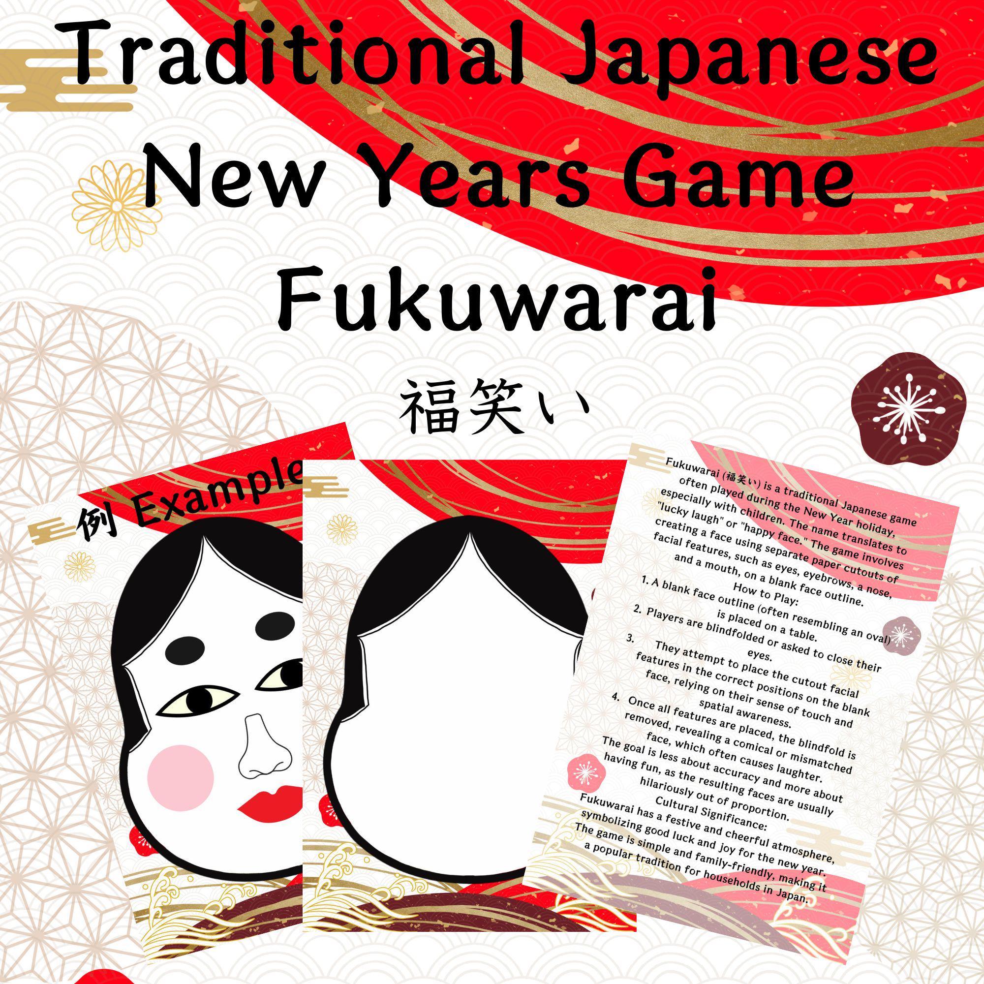 Traditional Japanese New Years Game Fukuwarai PDF Printable - Etsy