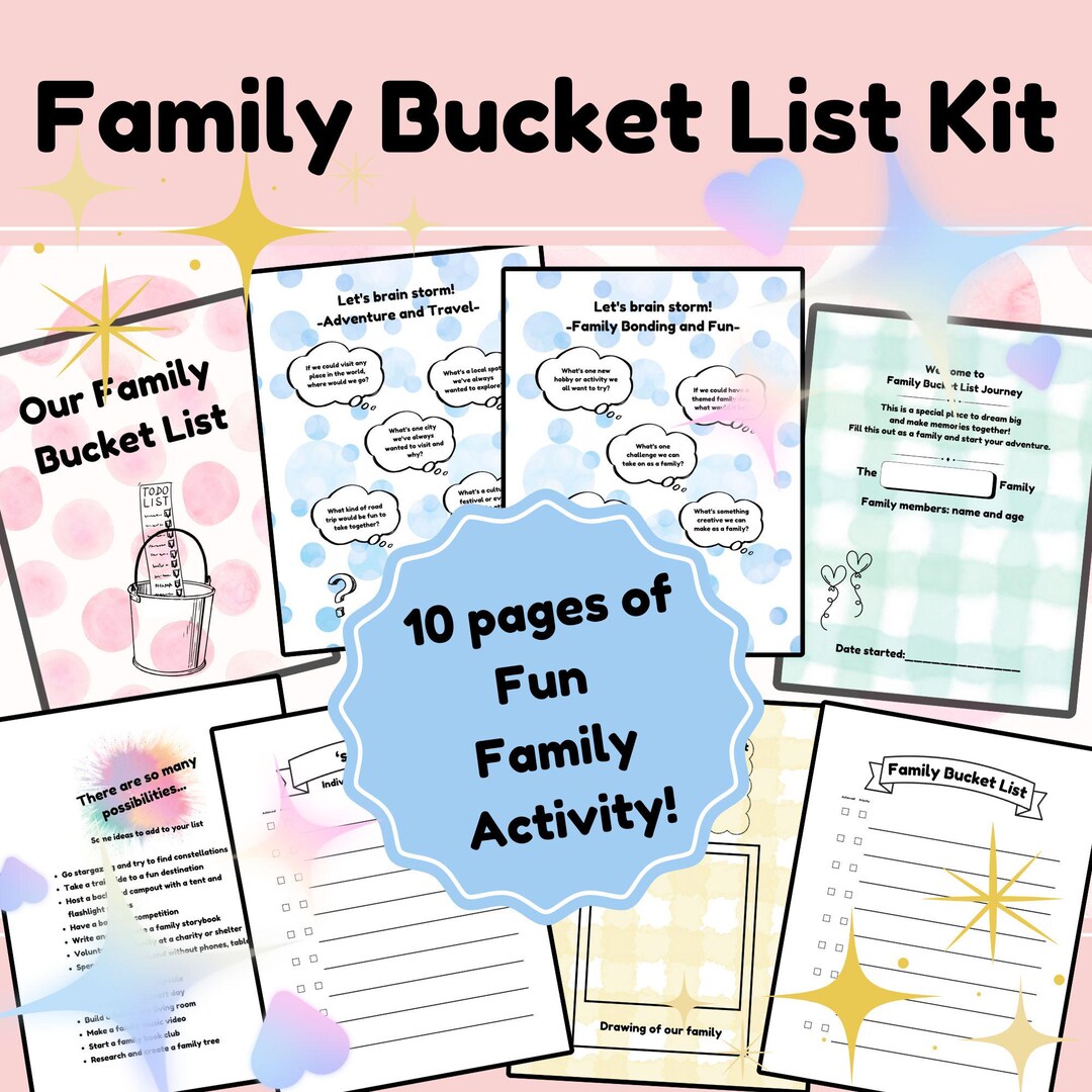 Family Bucket List Printable | Color and Black and White Ver. Fun ...