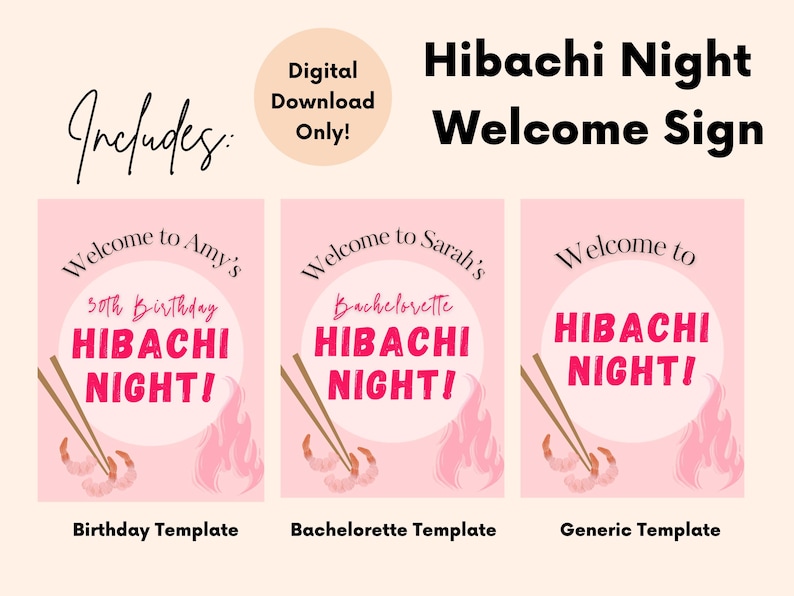 Custom Hibachi Dinner Sign, Backyard Hibachi Party Sign, Printable ...