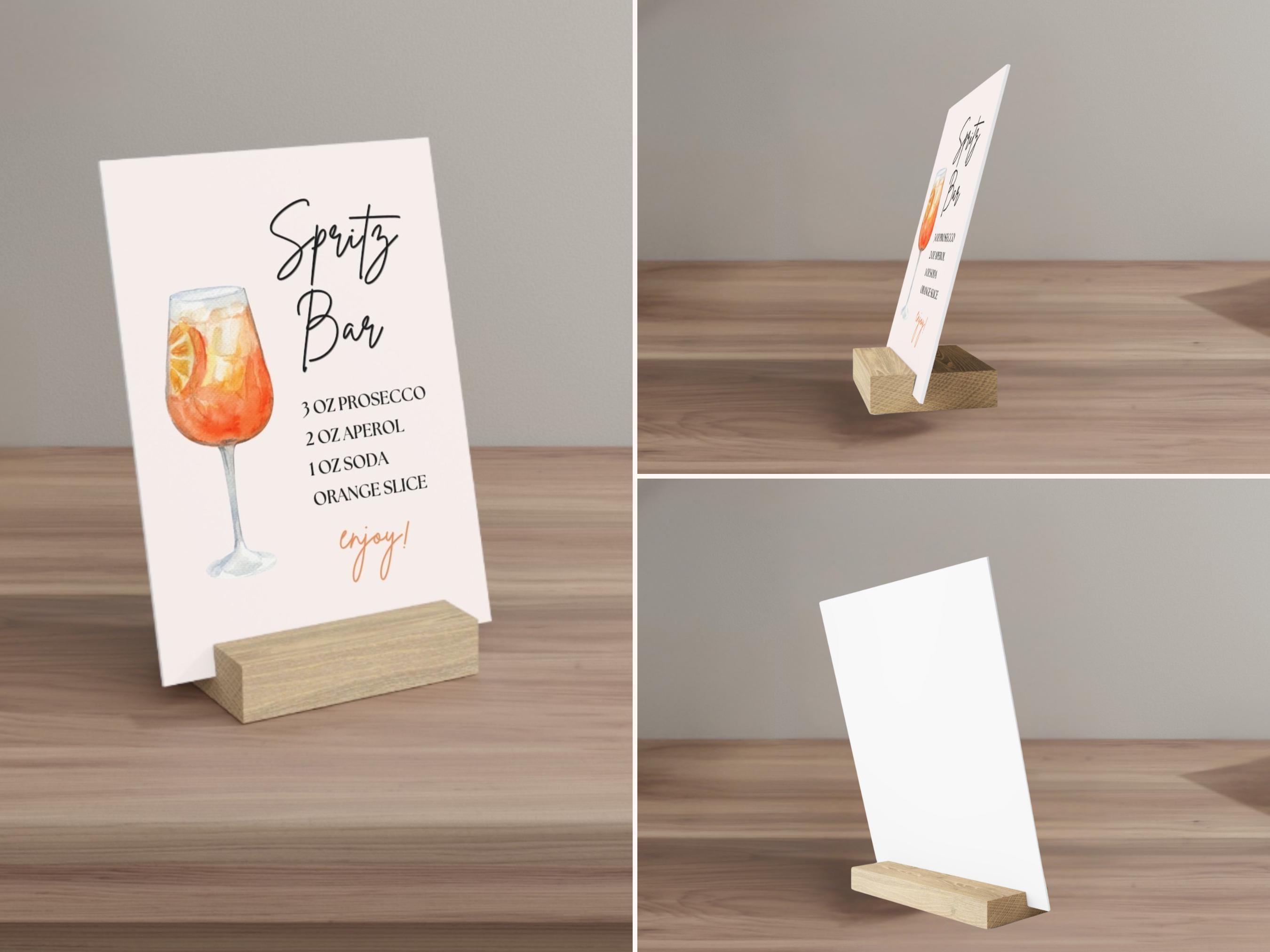 Aperol Spritz Bar Sign, Cocktail Bar Decor With Wooden Stand, Bridal ...