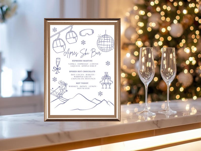 Après Ski Bar Sign Template, Editable Winter Cocktail Menu, Canva ...