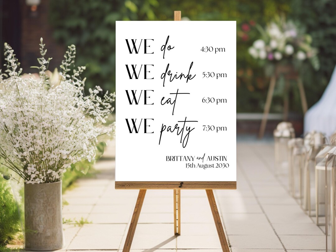 We Do We Drink, Welcome Reception Wedding Sign, Editable Canva Template ...