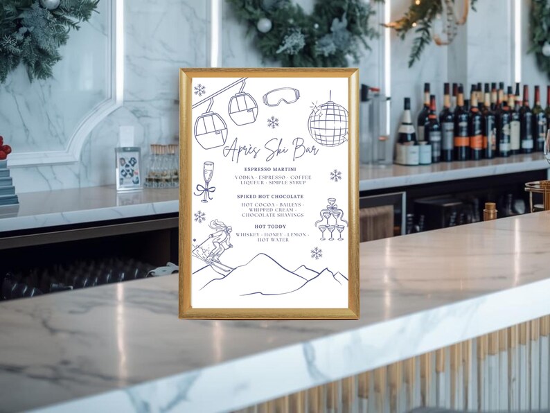 Après Ski Bar Sign Template, Editable Winter Cocktail Menu, Canva ...