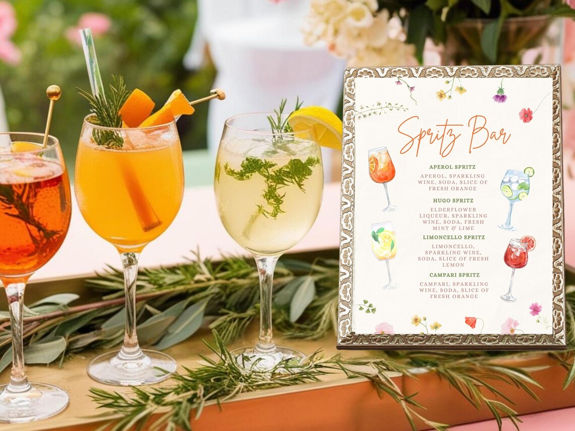 Wedding Spritz Bar Sign – Customizable Cocktail Menu (digital Download ...