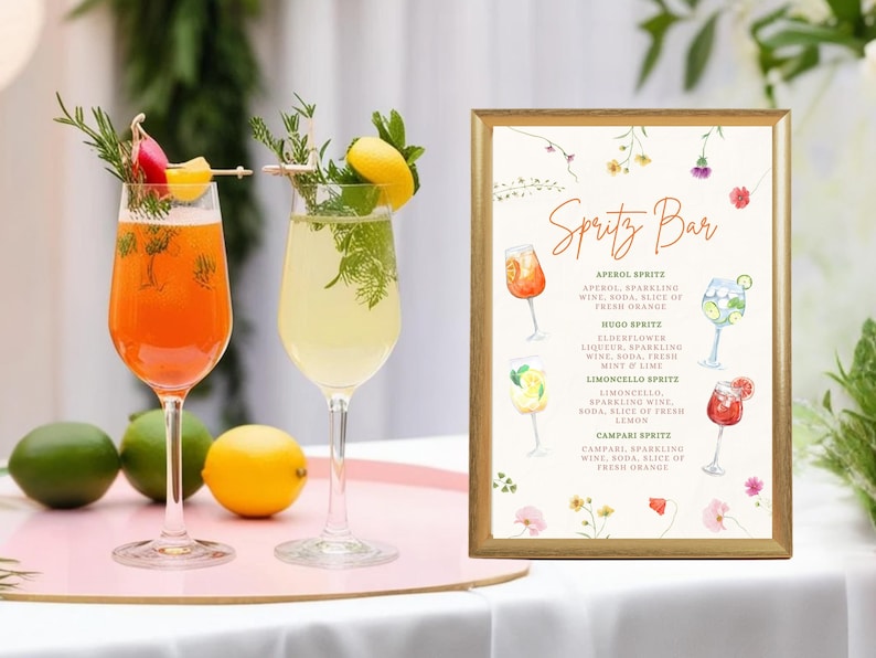 Wedding Spritz Bar Sign – Customizable Cocktail Menu (digital Download ...