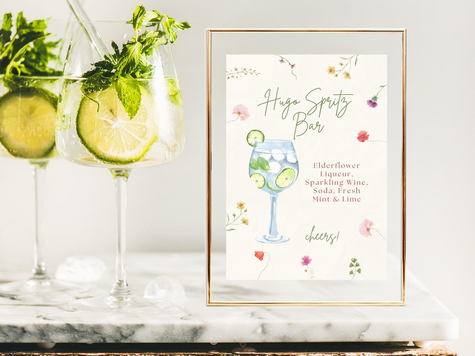 Hugo Spritz Bar Sign Printable, Italian Garden Cocktail Sign ...
