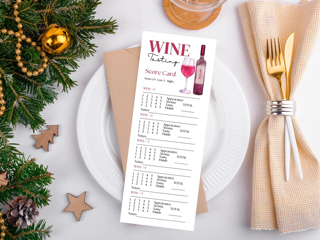 Christmas Wine Tasting Scorecards, Printable Wine Flight Cards & Sheets ...