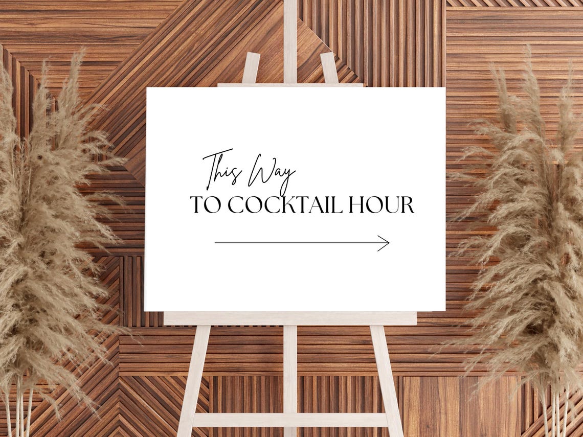 Wedding Cocktail Hour Sign, Cocktail Hour This Way, Modern Reception ...