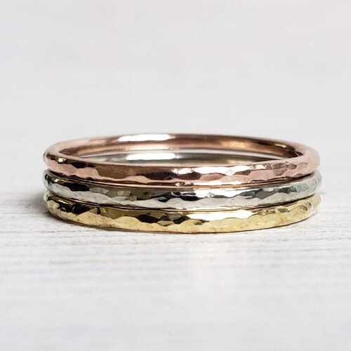 Gold Ring Stack 14k SOLID Gold Set Choose 3 Yellow Rose White - Etsy