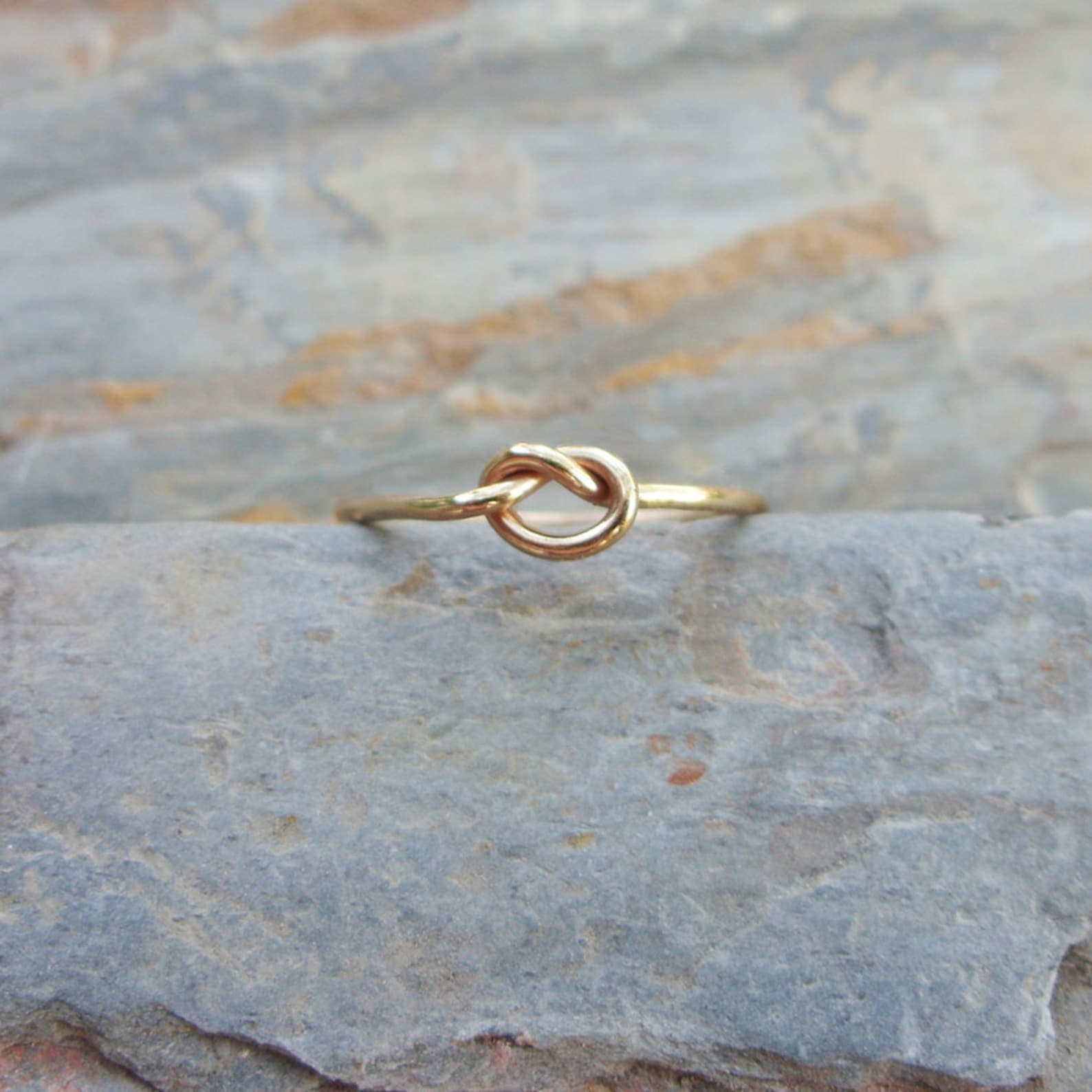 Gold Love Knot Promise Ring in Solid 14k Yellow Rose or | Etsy