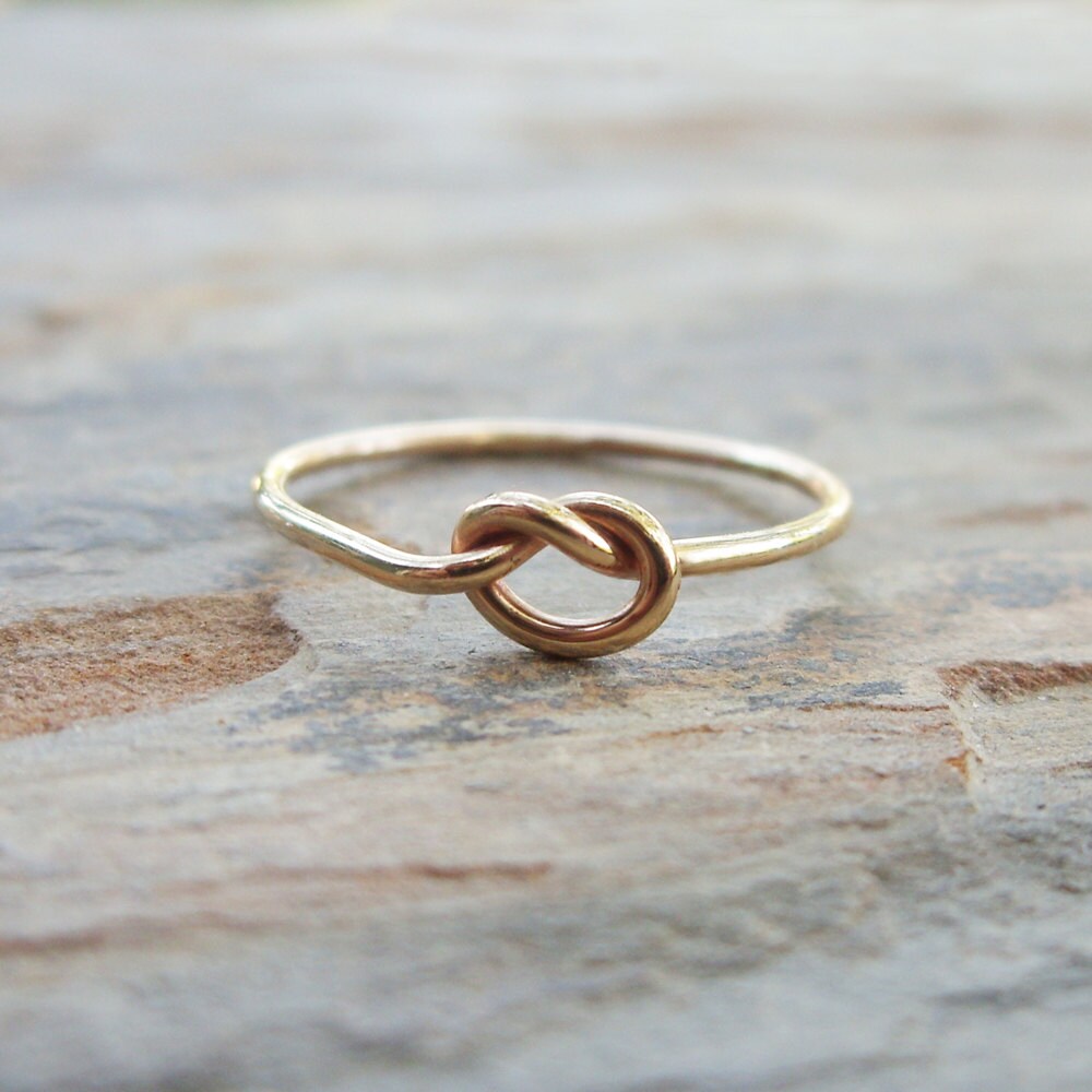 Gold Love Knot Promise Ring in Solid 14k Yellow Rose or | Etsy