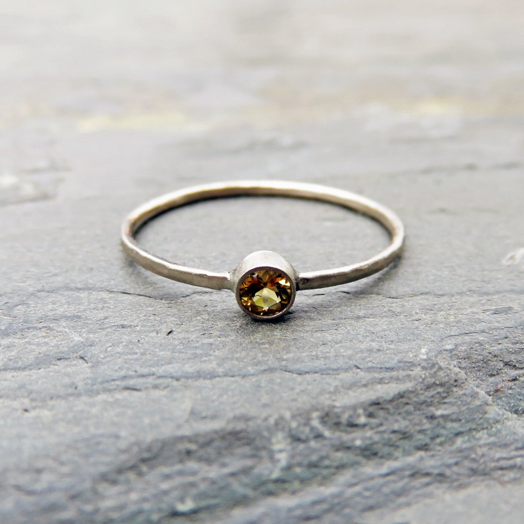 Tiny Citrine Ring: 14k Gold Stacking Ring, November Birthstone - Etsy
