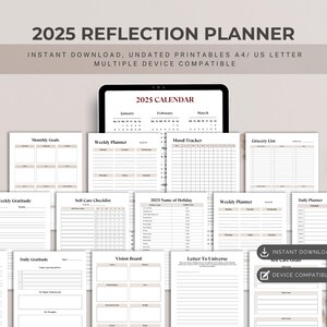 2025 Reflection Tracker and Planner Editable Digital Template Instant ...
