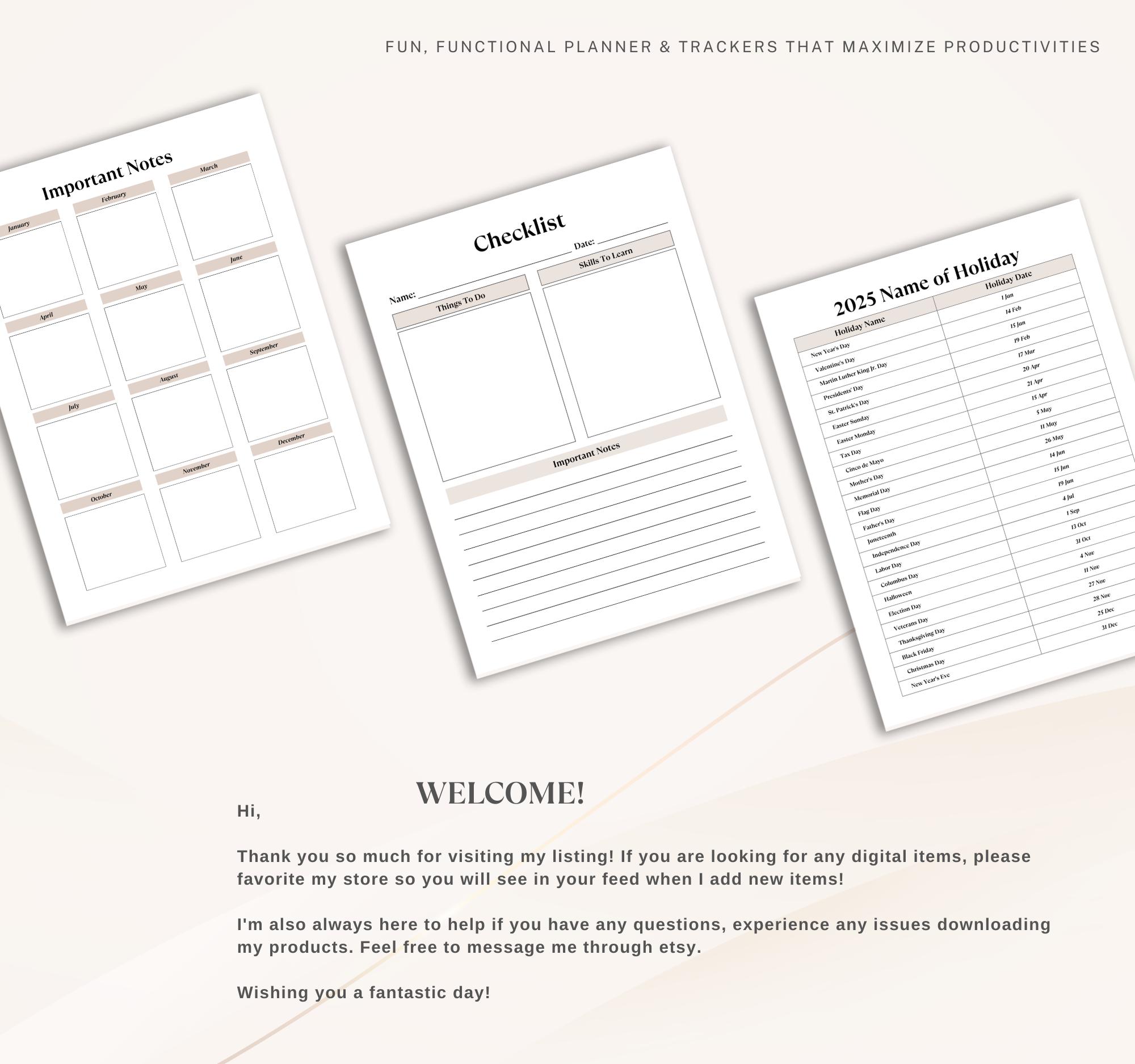 2025 Reflection Tracker and Planner Editable Digital Template Instant ...