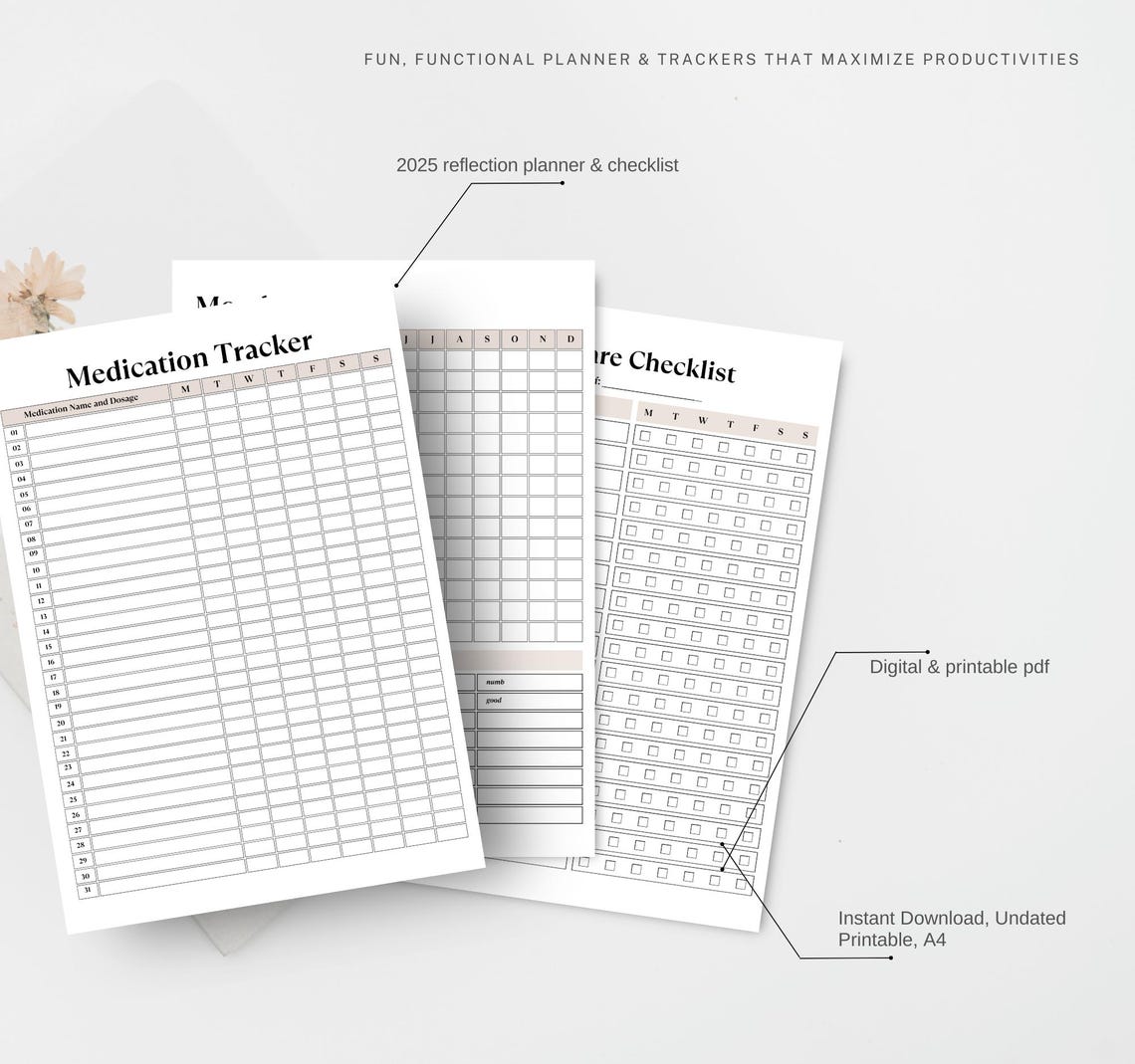 2025 Reflection Tracker and Planner Editable Digital Template Instant ...