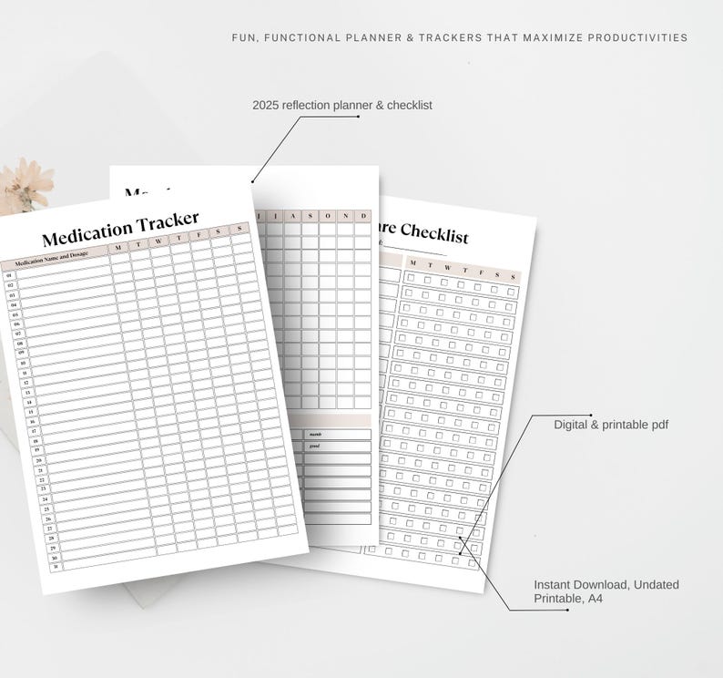 2025 Reflection Tracker and Planner Editable Digital Template Instant ...