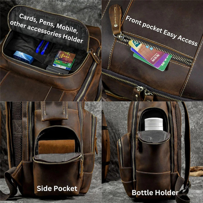 LBP001 Leather Bag, Full Grain Leather Backpack Men, Rucksack, Laptop ...