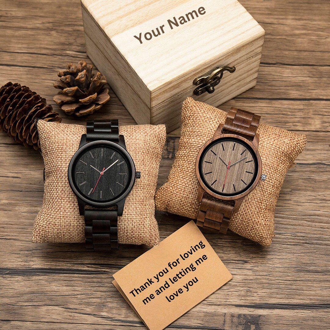 W220 Personalized Men's Wooden Watch | Engraved Custom Gift for ...