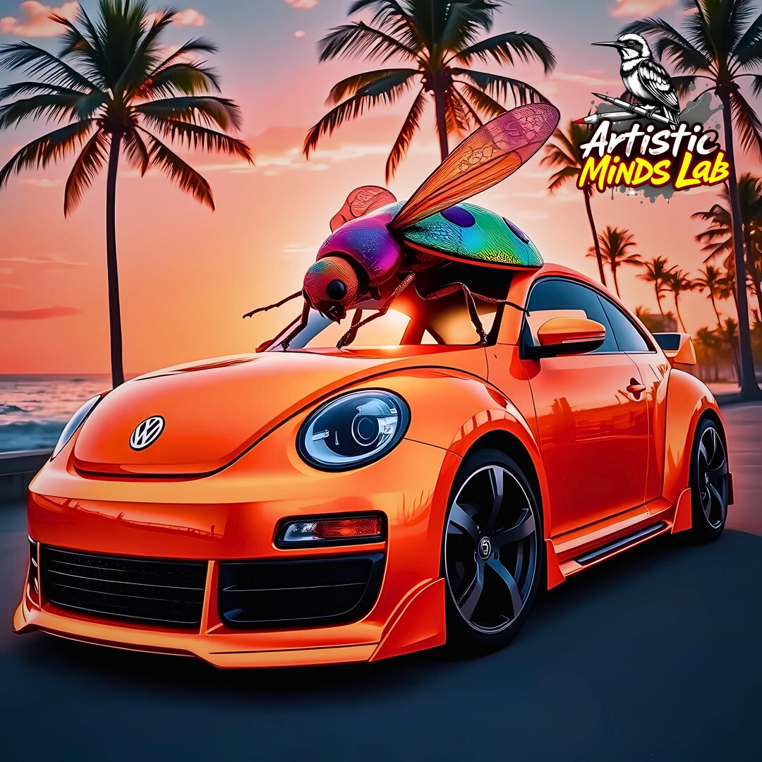 VW Beetle Bug Miami, AI Volkswagen Beetle Tuning, Animals and Cars, AI ...