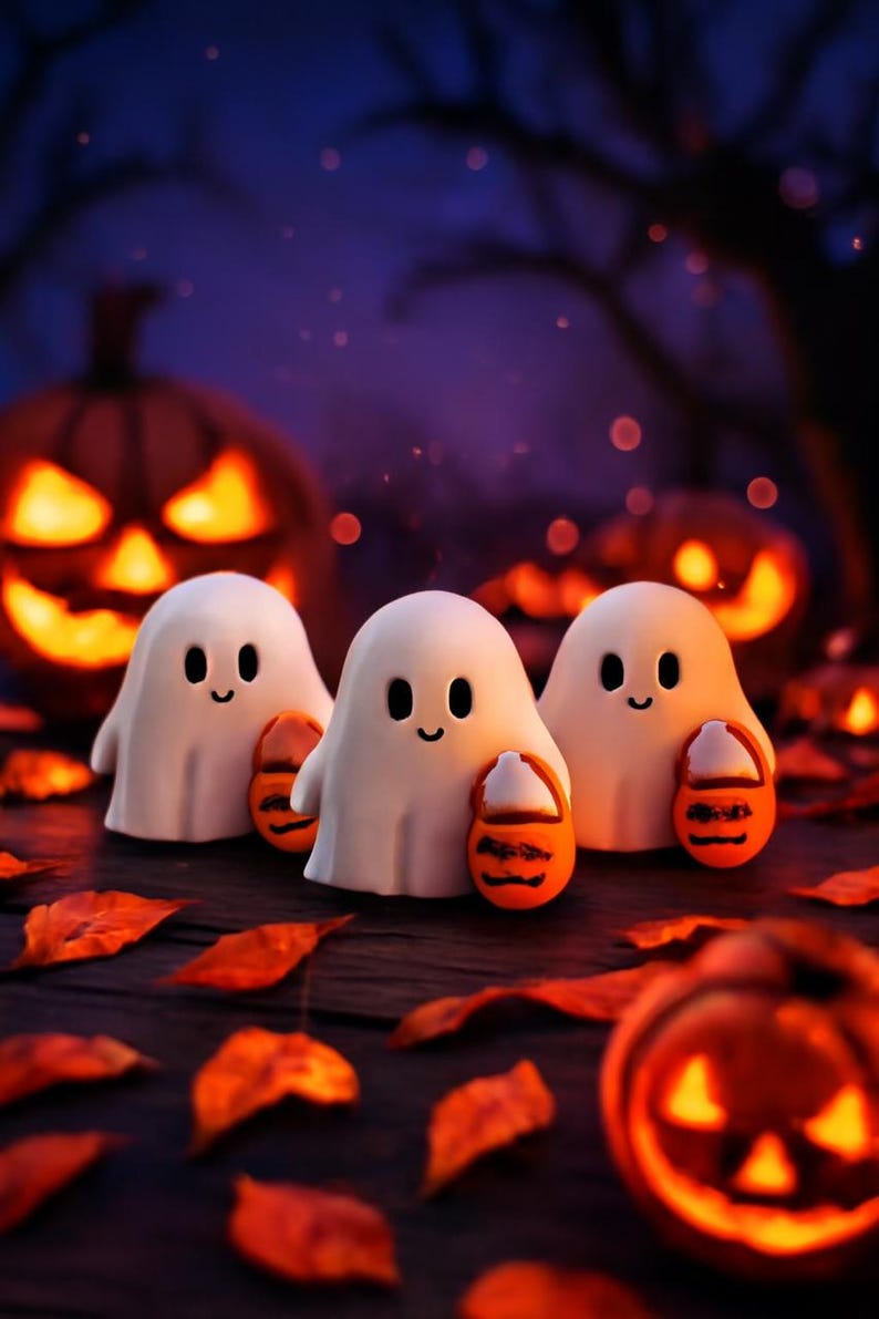 Cute Halloween Ghost – Mini Figurine for Desk, Spooky Tabletop ...